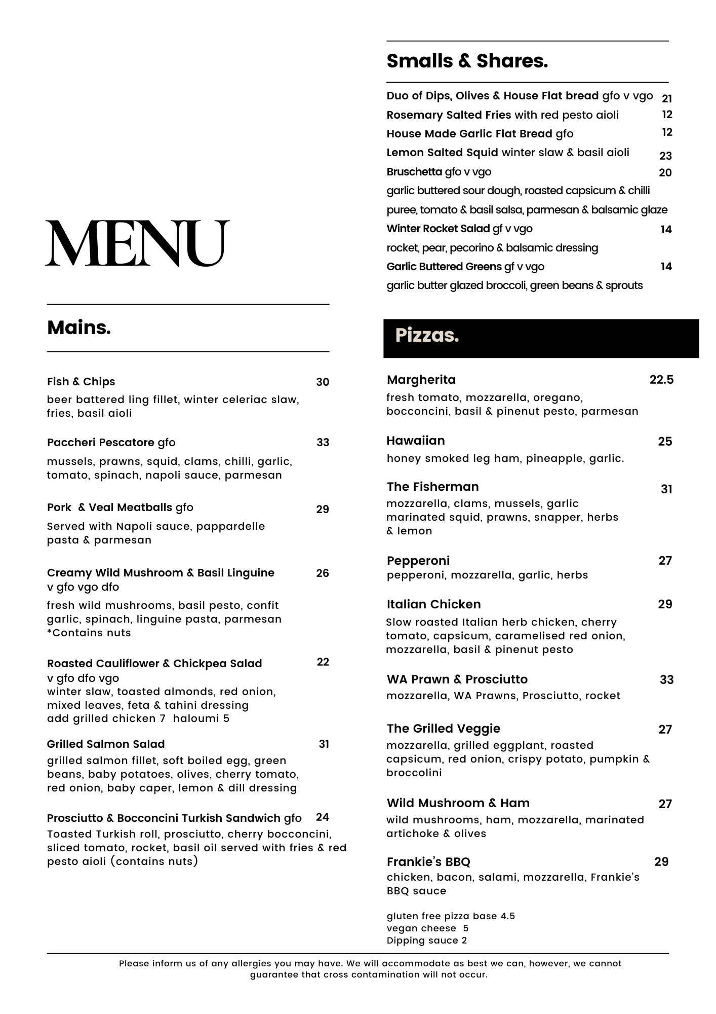 Frankies on Rotto | MENUS | frankies-on-rotto